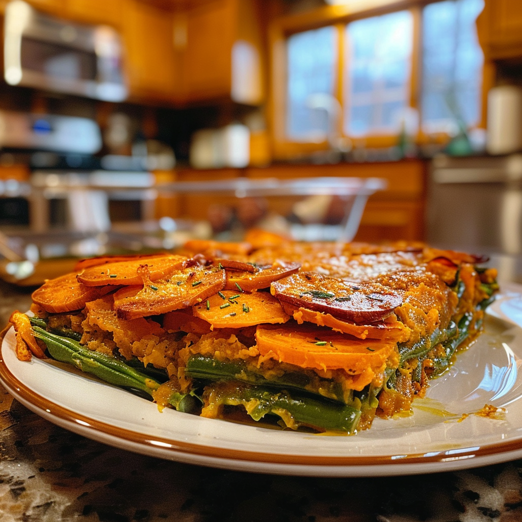 Irresistible Sweet Potato Green Bean Bake